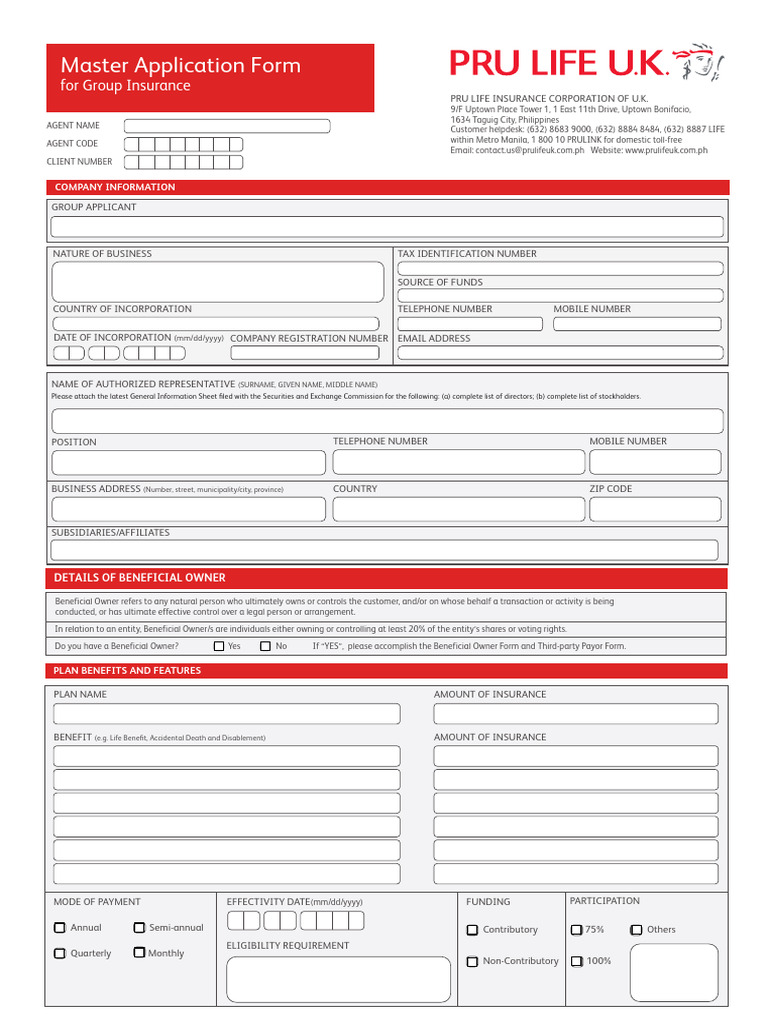 2021 V10 Group Master Application Form Fillable | PDF | Insurance ...
