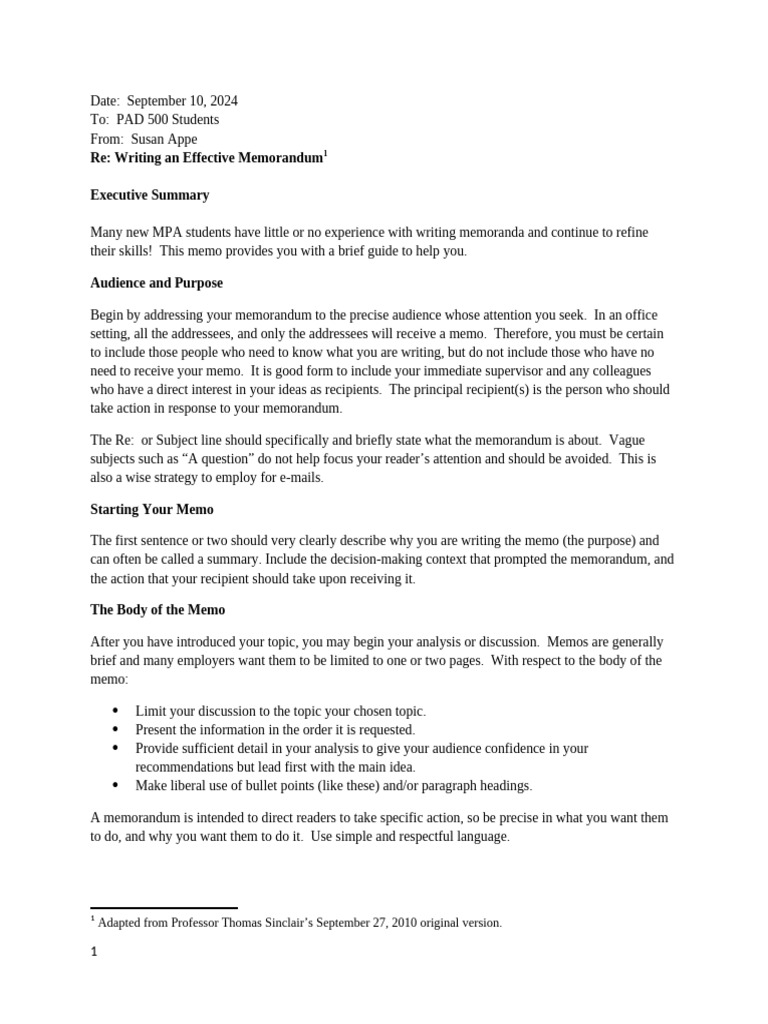 Effective Memos Handout | PDF | Memorandum | Communication