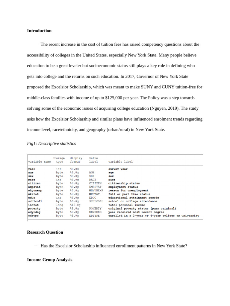 Analysis of Enrollment Patterns in New York State Colleges | PDF | Poverty | Poverty & Homelessness