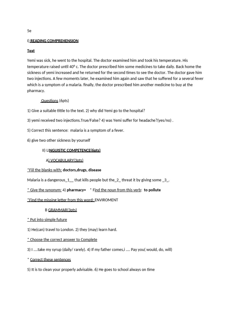 ANG 5e 3e T Devoir | PDF