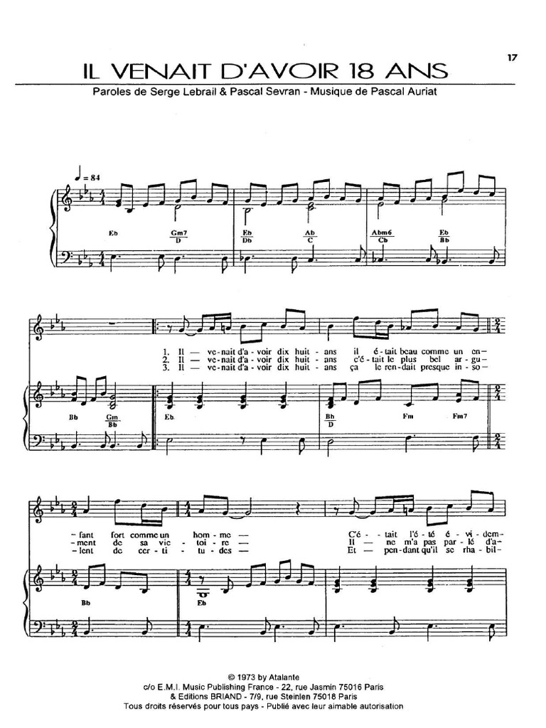 Dalida - Il Venait D'avoir 18 Ans | PDF