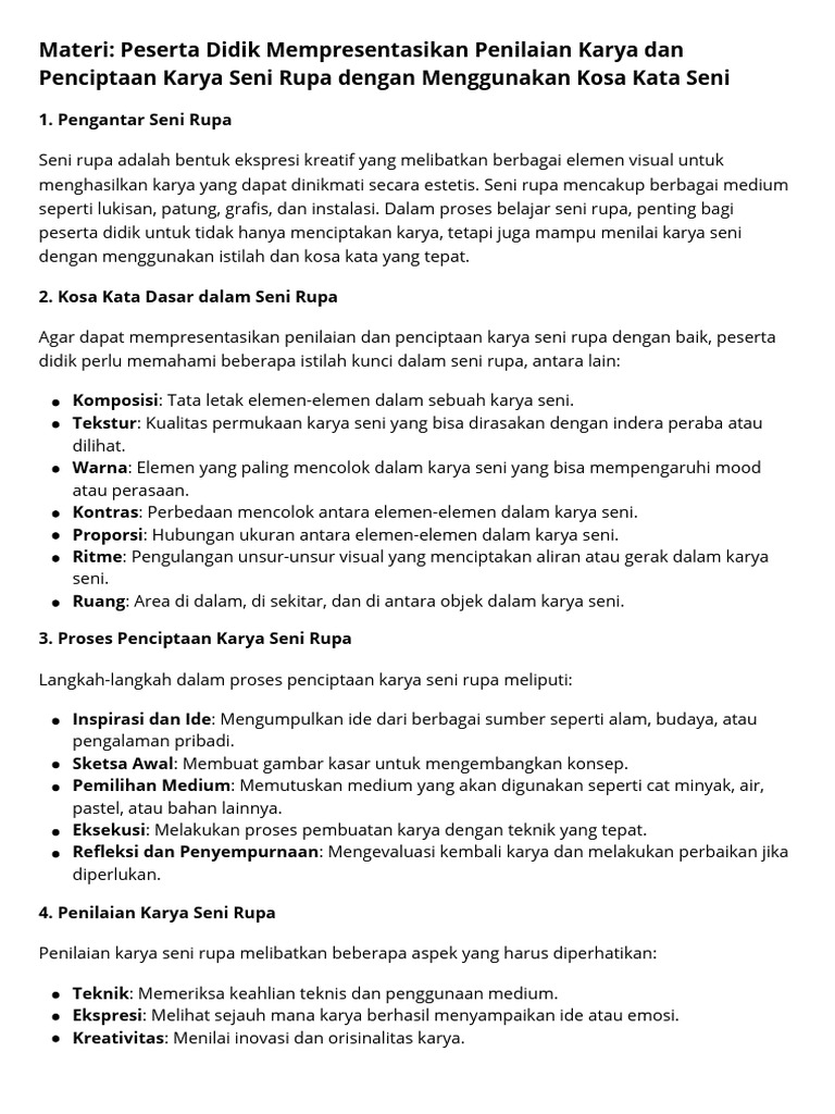 Kosa Kata Seni | PDF