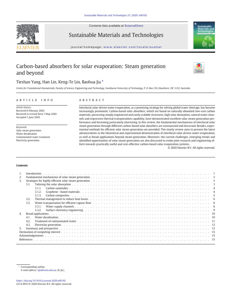Carbon-based absorbers for solar evaporation_Steam generation and ...