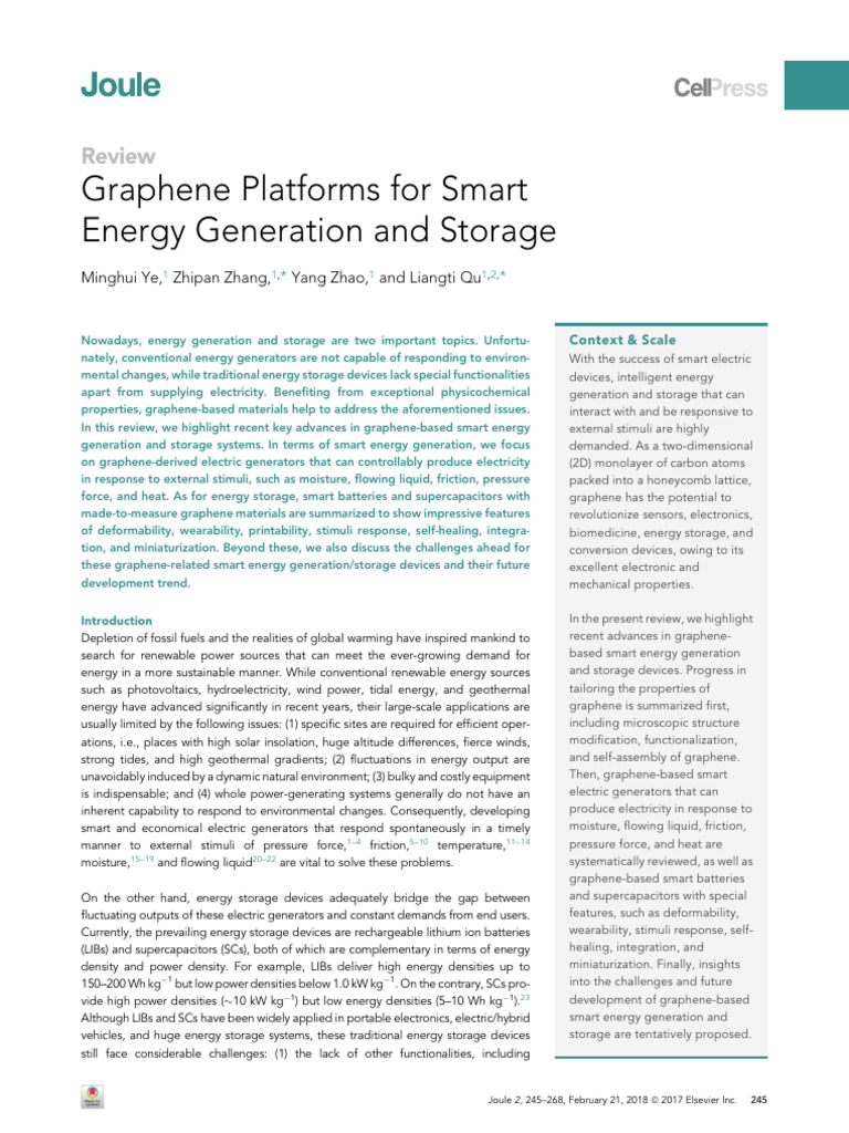 Graphene Platforms For Smart Energy Generation and Storage | PDF ...