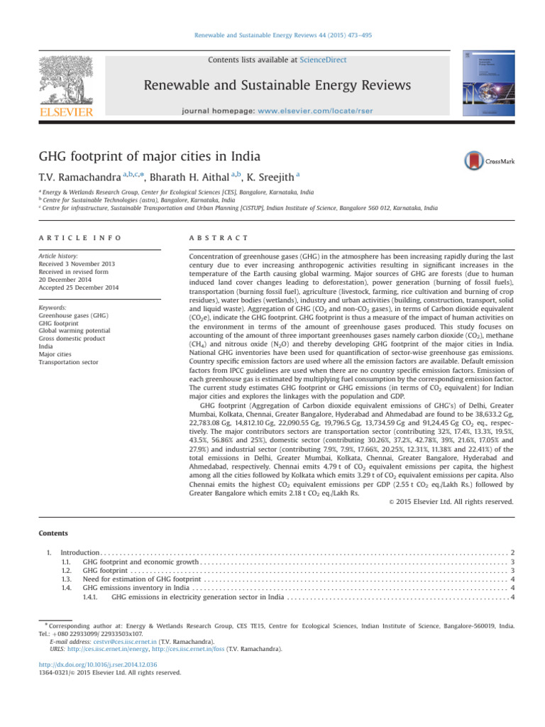 RSER_bharath2015 | PDF | Greenhouse Gas | Climate Change