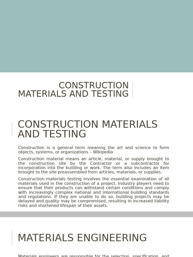 II. Familiarization With Apparatus & Equipment Used in Testing of ...