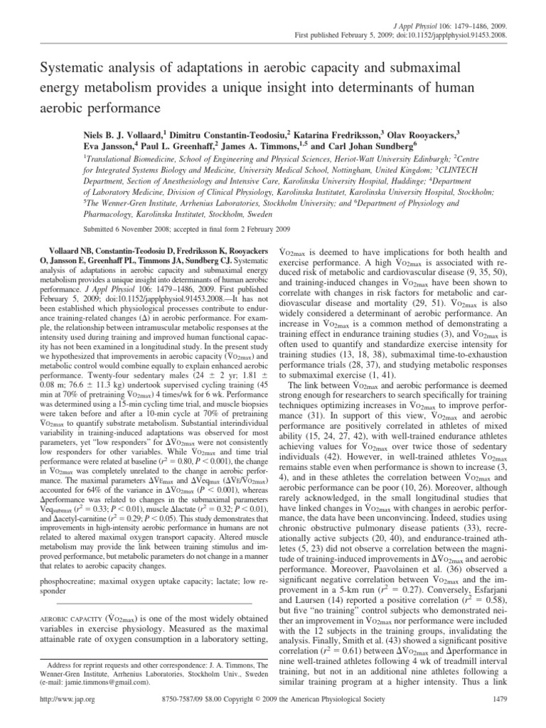 Systematic Analysis of Adaptations in Aerobic Capacity and Submaximal Energy Metabolism Provides ...
