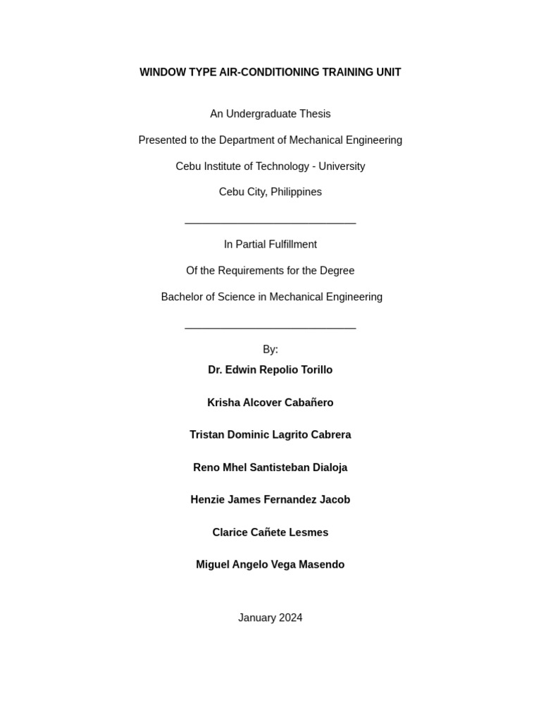 Window Type AC Training Unit Thesis | PDF | Chlorofluorocarbon | Air ...