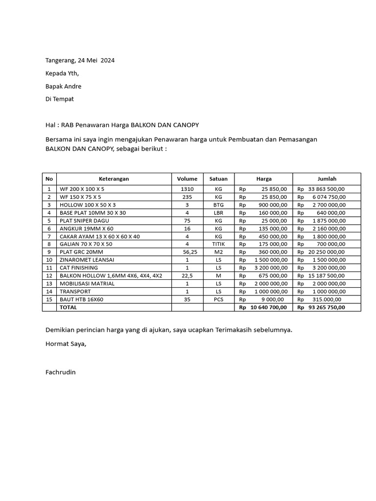 Balkon Canopy Bapk ANDRE | PDF