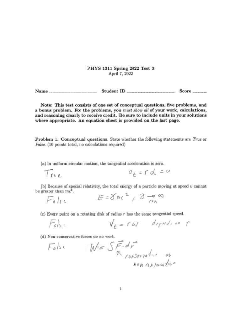 Test3 1311 S22 Key | PDF
