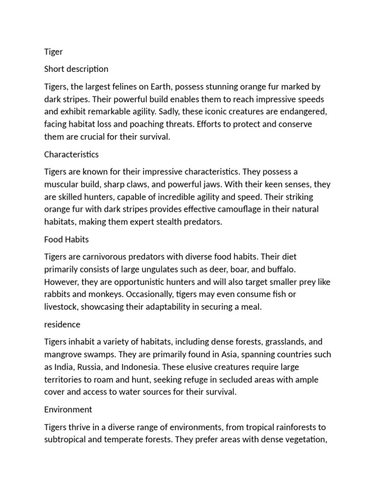 Tiger | PDF | Tiger | Predation