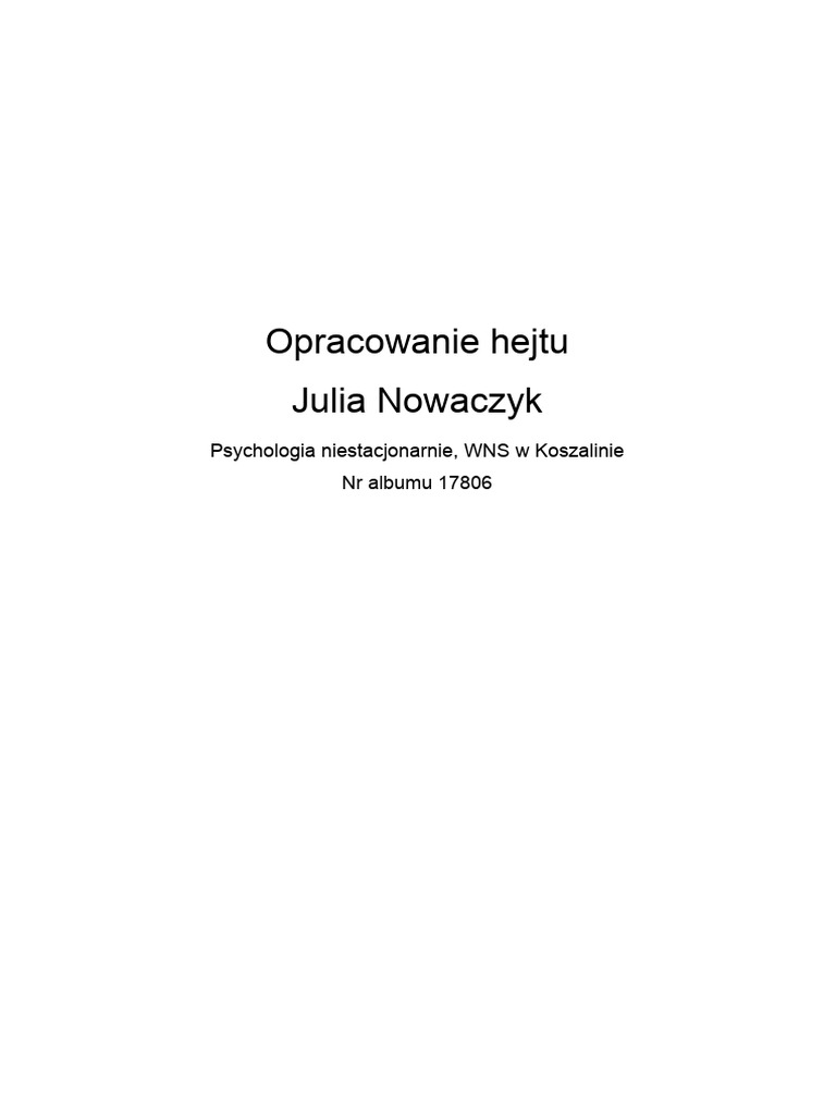 Opracowanie Hejtu | PDF