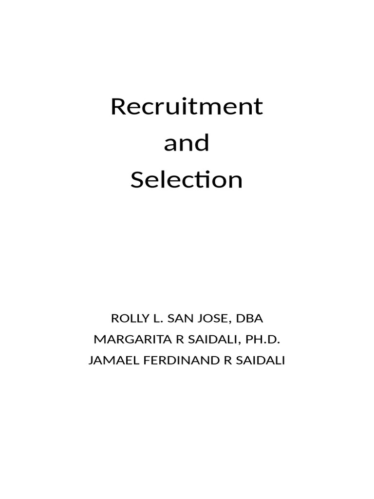 Recruitment and Selection Book | PDF | Human Resources | Employment