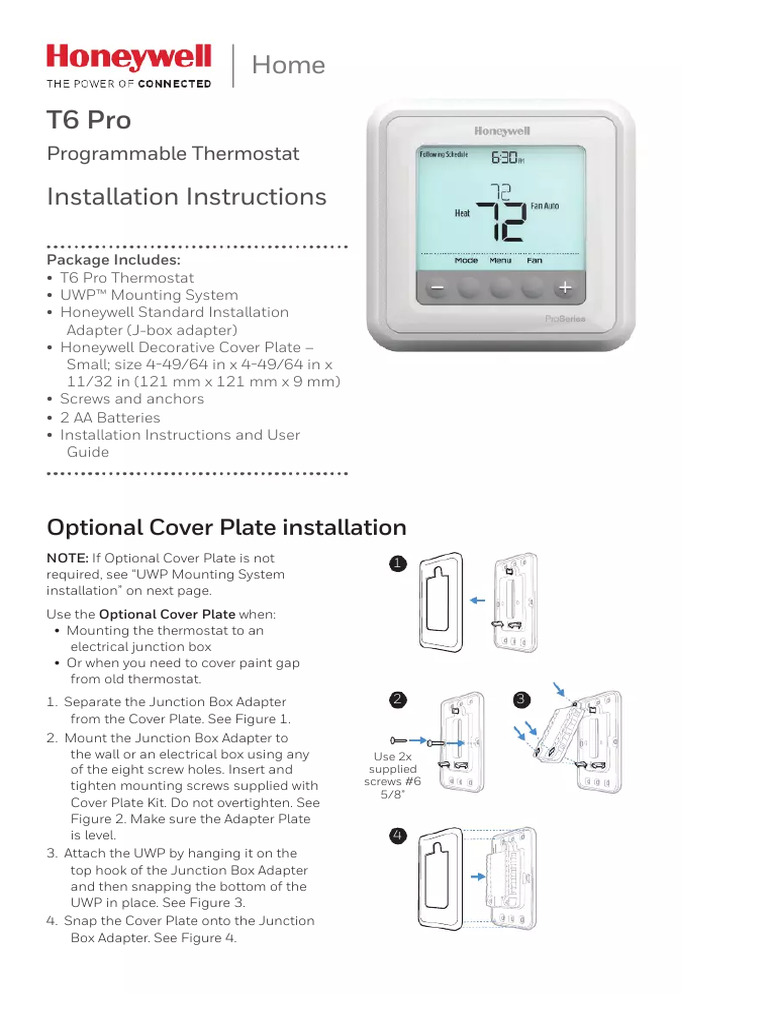User manual Honeywell TH6210U2001_U (English - 40 pages) | PDF