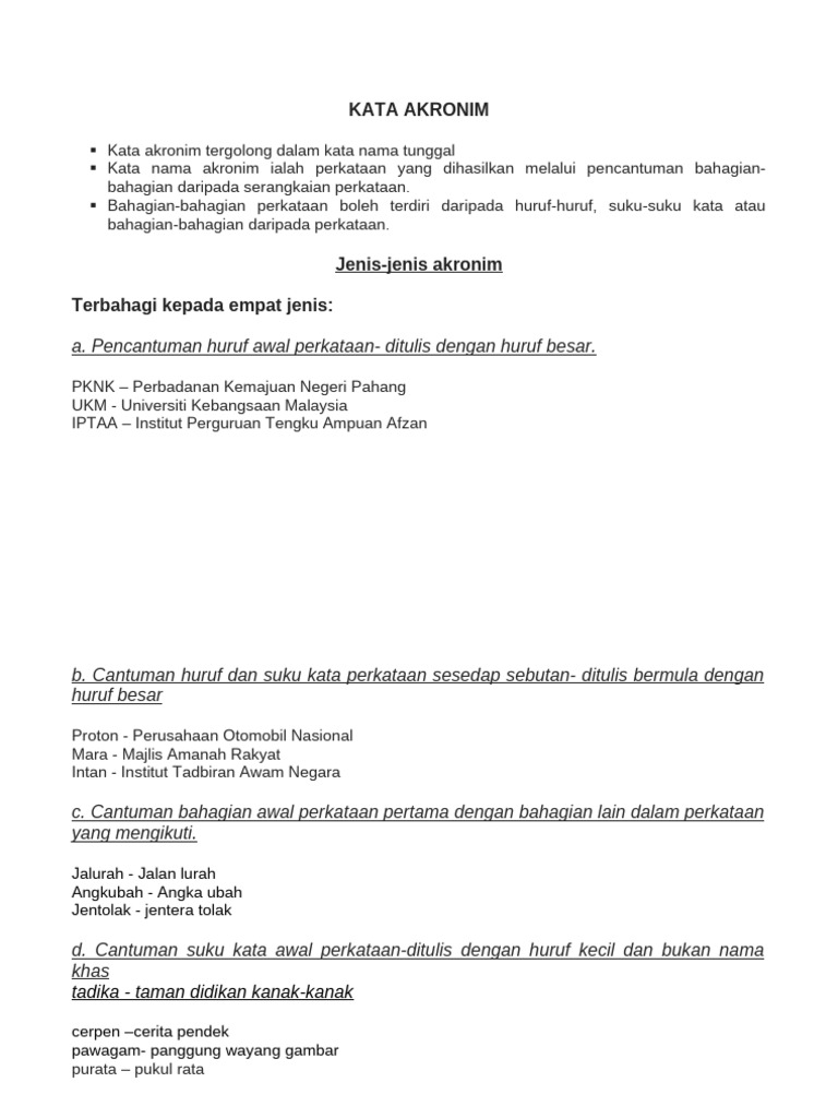 Nota Kata Akronim | PDF