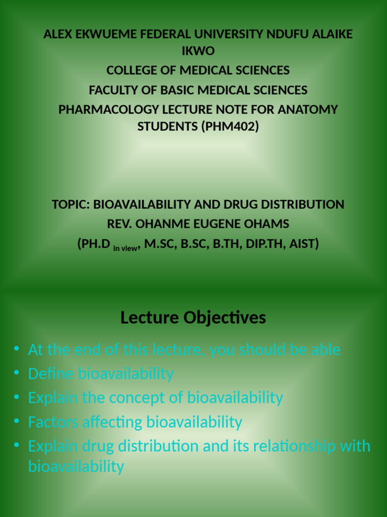 Bioavailability For Anatomy Presentation | PDF | Bioavailability ...