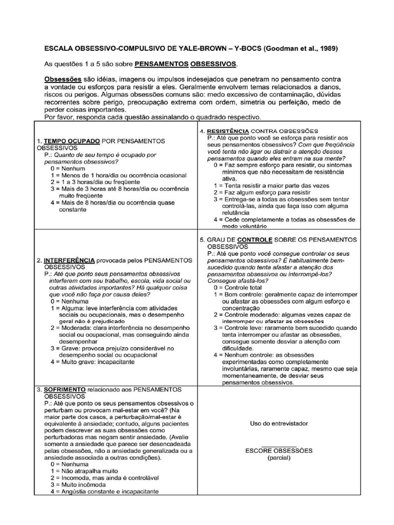 Escala TOC YBOCS | PDF