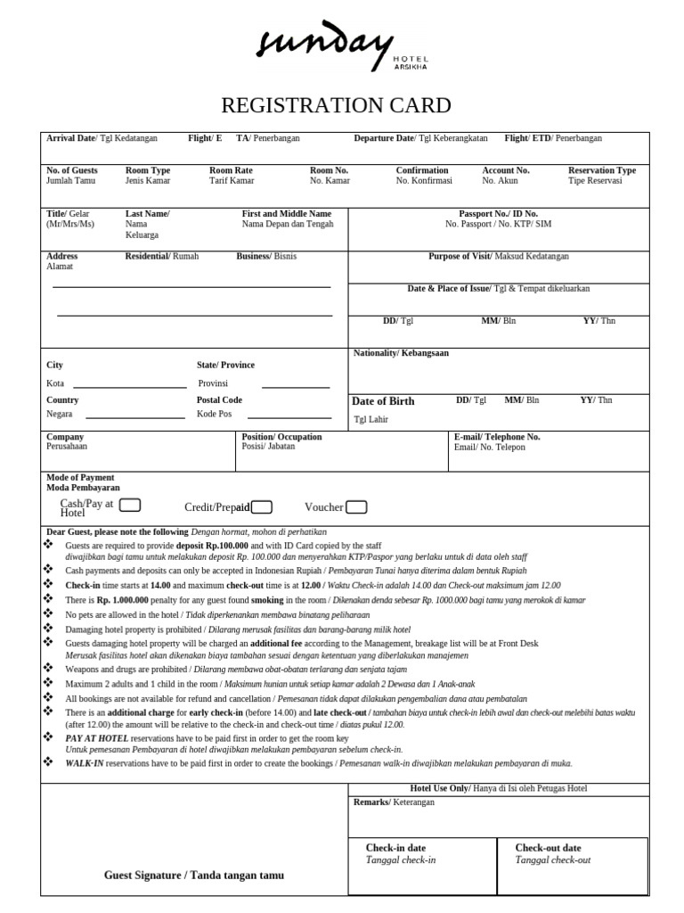 Blank Registration Card | PDF