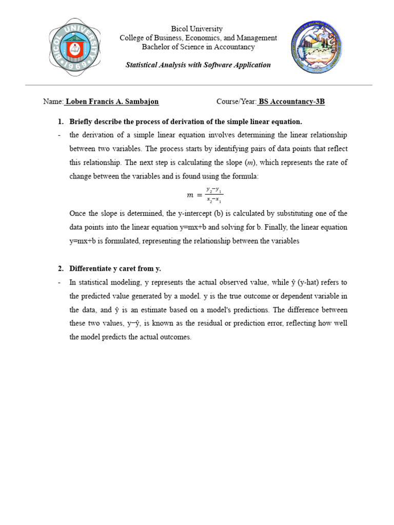 Derivation of Linear Regression Model | PDF