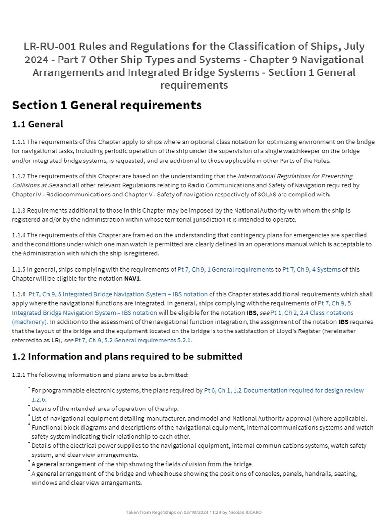 LR-RU-001 Rules and Regulations For The Classi - Part 7 Other Ship ...