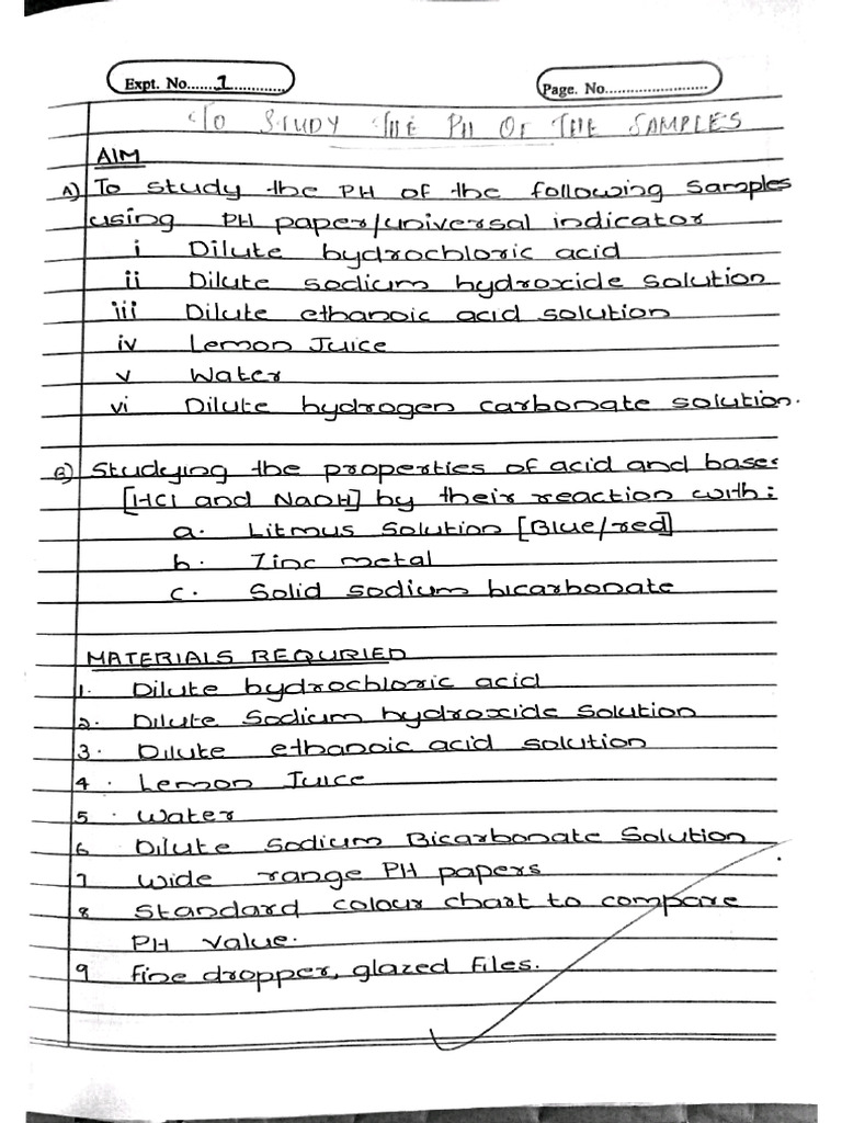Chemistry Record Class 10th | PDF