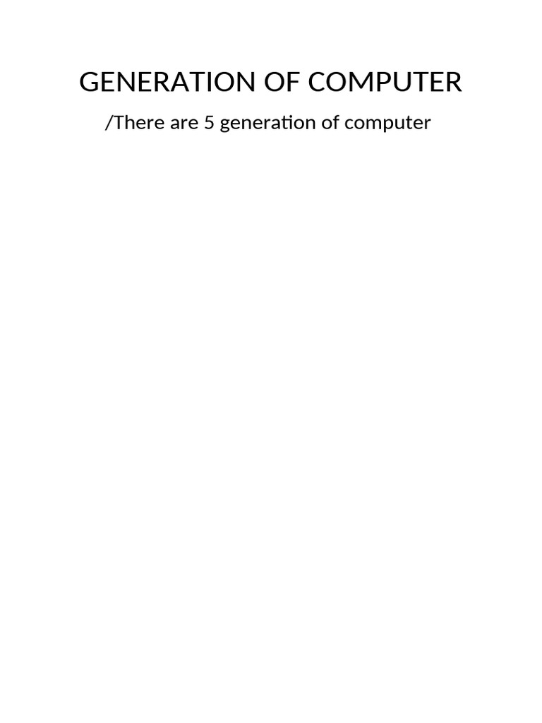 Generation of Computer | PDF