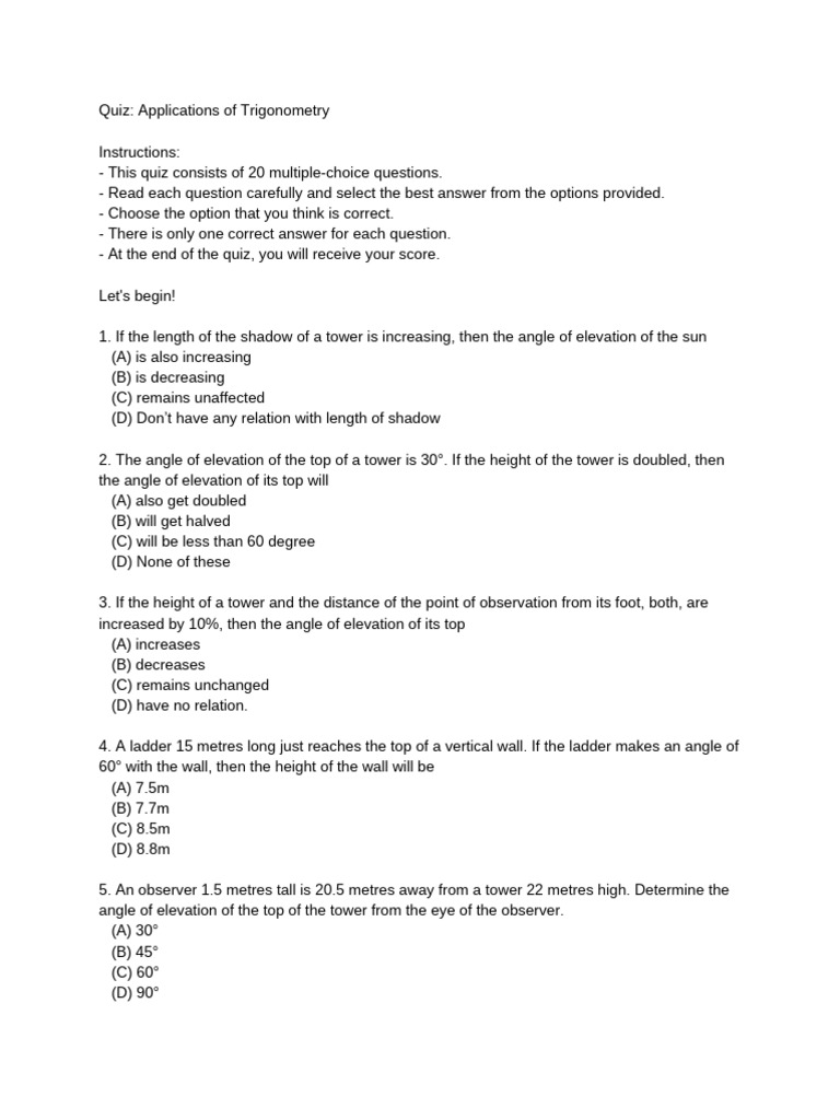 Application of Trigonometry-1 | PDF | Reflection (Physics) | Shadow