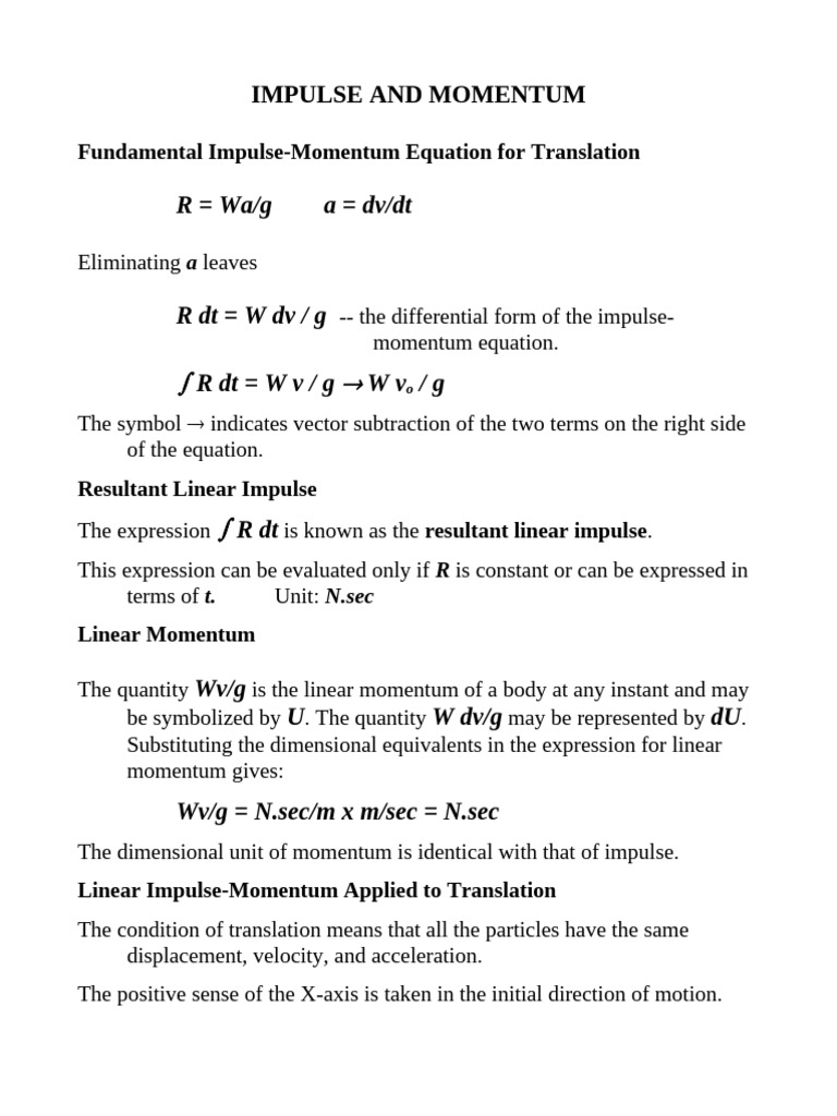 Impulse and Momentum-lecture | PDF | Momentum | Acceleration
