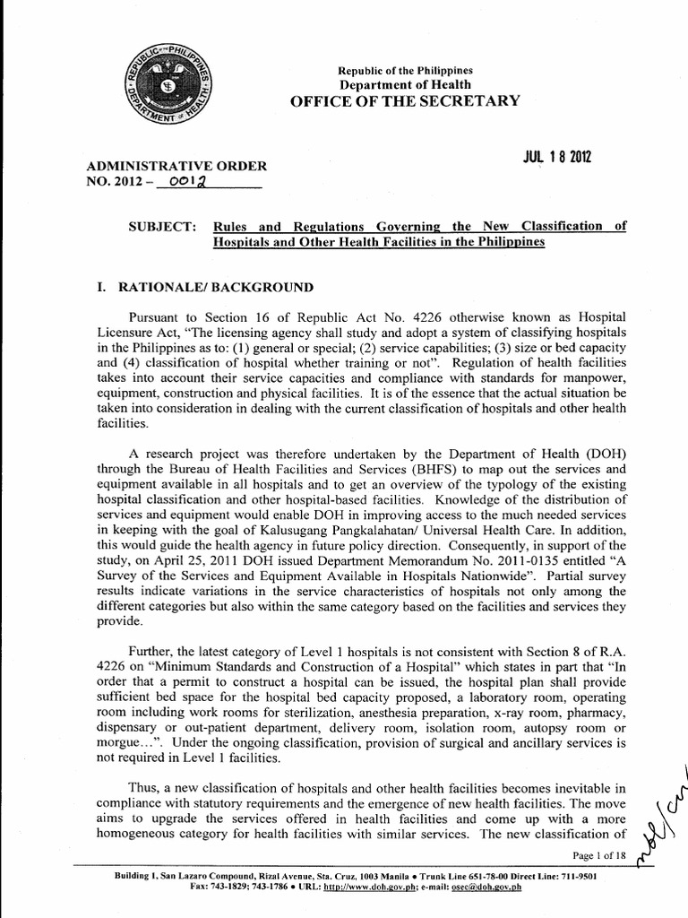 Reclassification of Hospitals 2012 | PDF | Hospital | Medicine