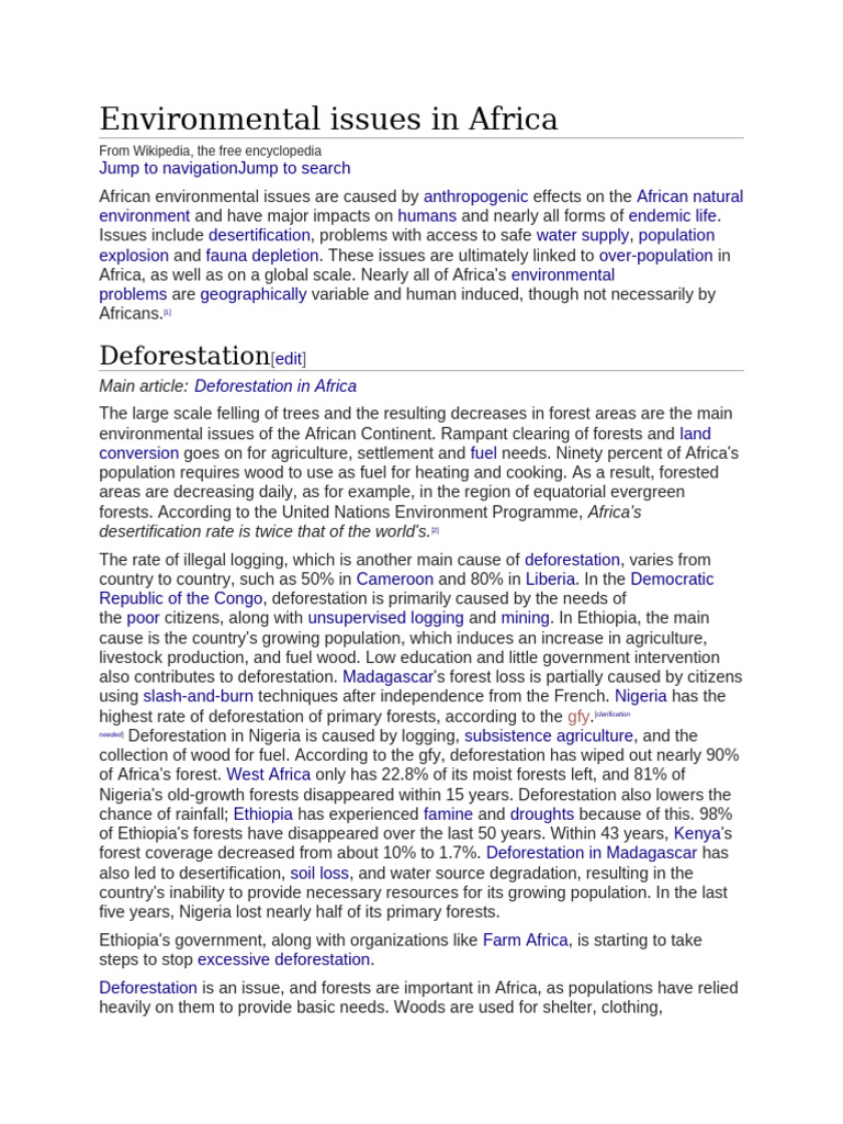 Environmental Issues in Africa | PDF | Deforestation | Air Pollution