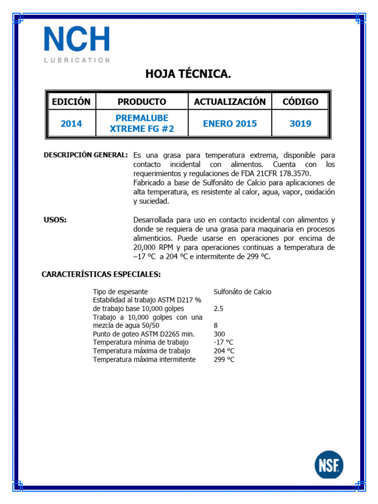 3019-Ht-Premalube Xtreme FG #2-2015 | PDF | Petróleo | Agua
