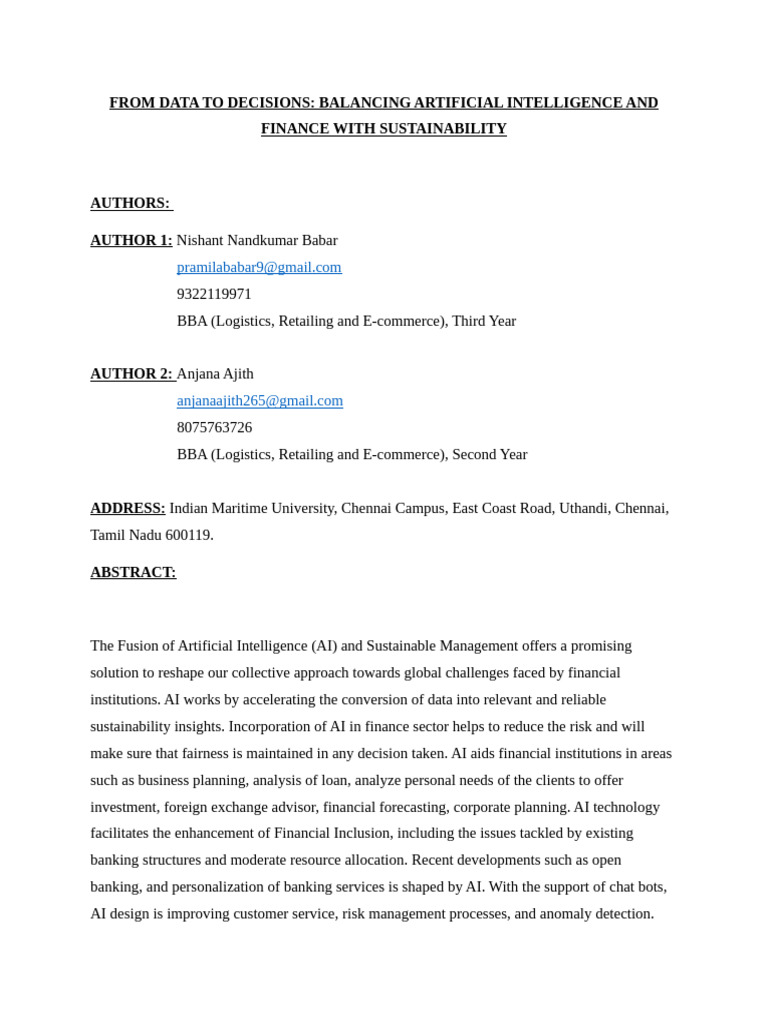 Abstract of Paper Presentation by Nishant and Anjana | PDF | Artificial Intelligence ...