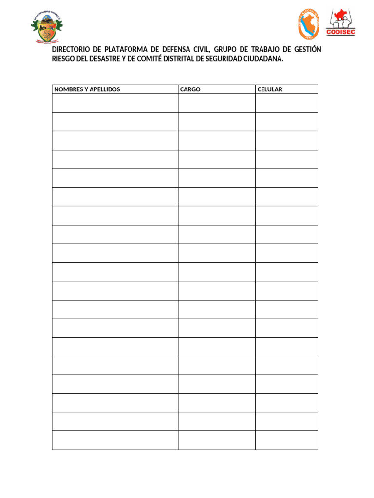 Directorio de PDC y Codisec 2025 | PDF