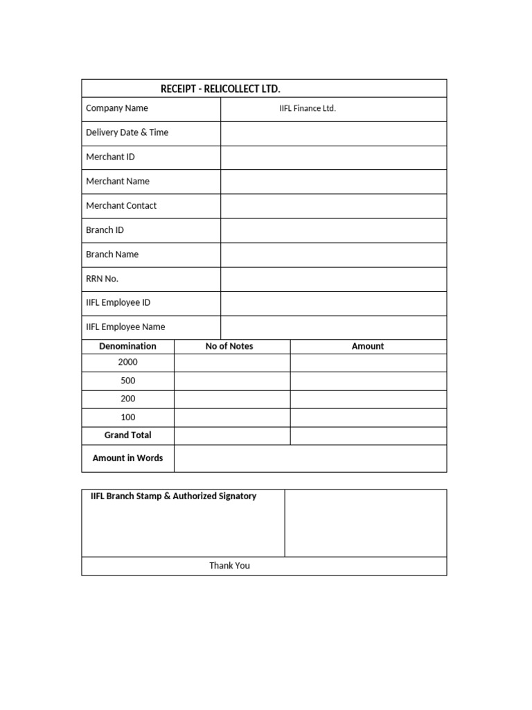 IIFL Finance Receipt Document | PDF
