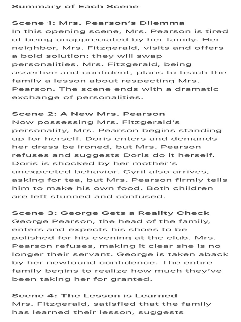 Summary of Each Scene | PDF