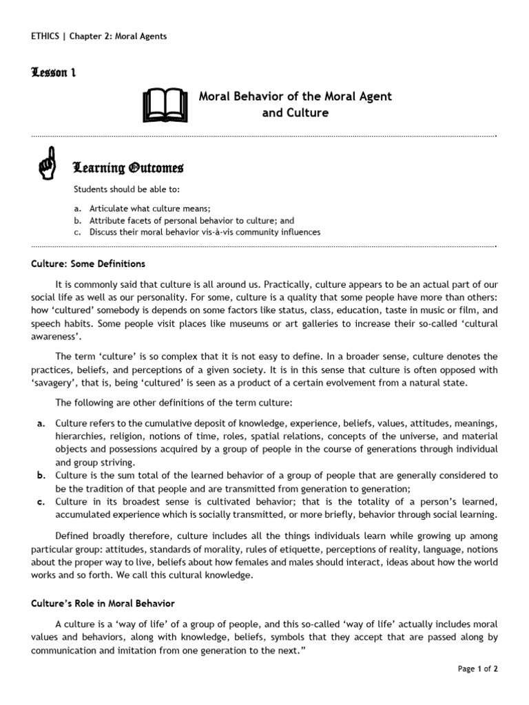 GECC 104 Ethics C2 Lesson 1 | PDF | Morality | Experience
