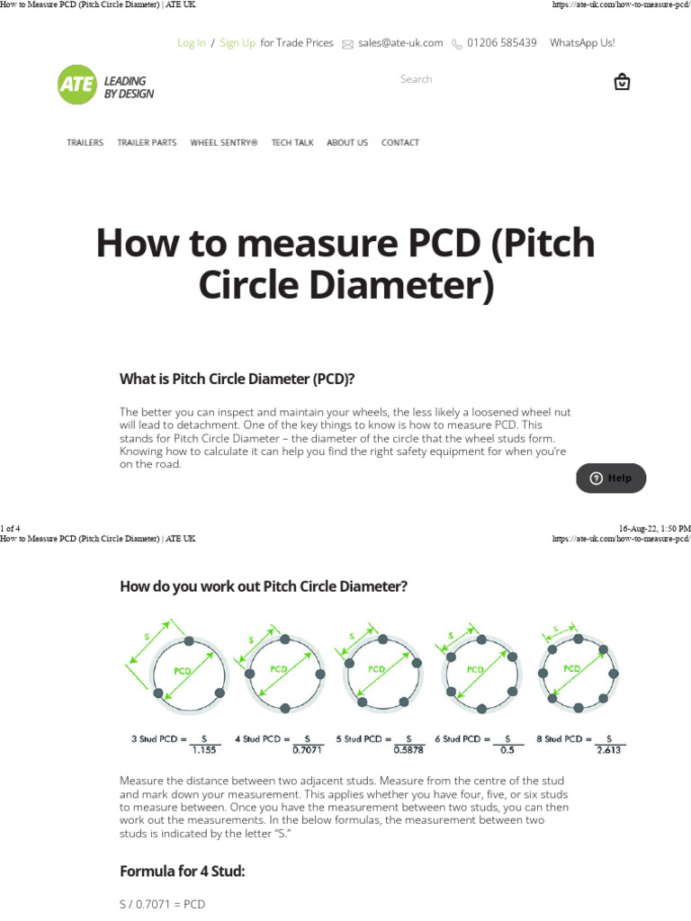 How To Measure PCD (Pitch Circle Diameter) ATE UK | PDF | Euclidean ...