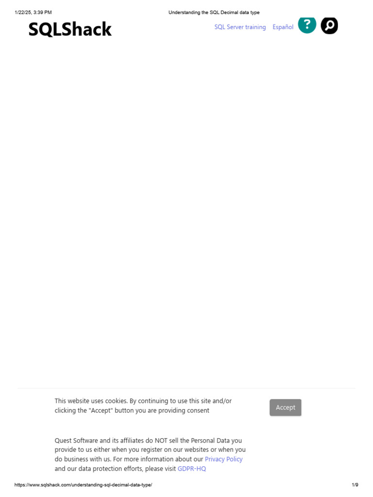 Understanding The Sql Decimal Data Type Pdf Sql Microsoft Sql Server