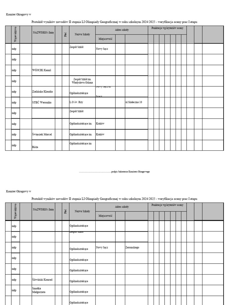 LI OG Protokół II Etap Weryfikacja Kraków | PDF