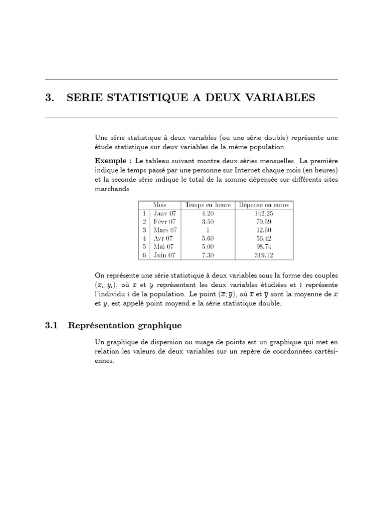 Série Statistique à Deux Variables | PDF | Covariance | Analyse statistique