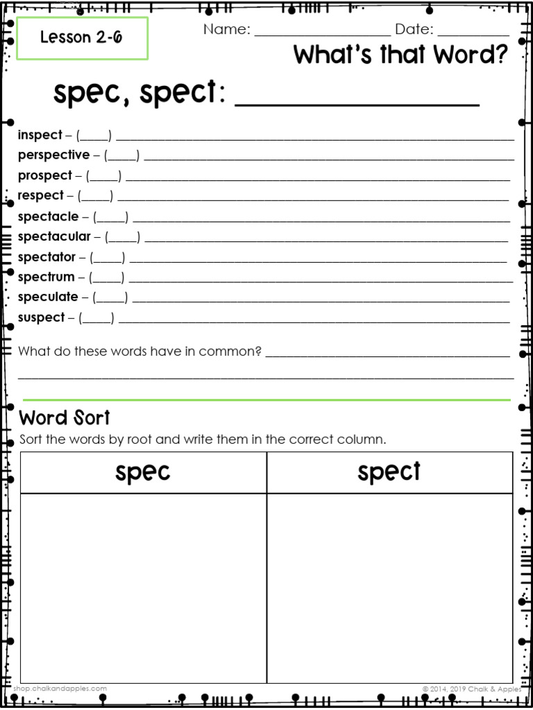 Spec, Spect:: What's That Word? | PDF