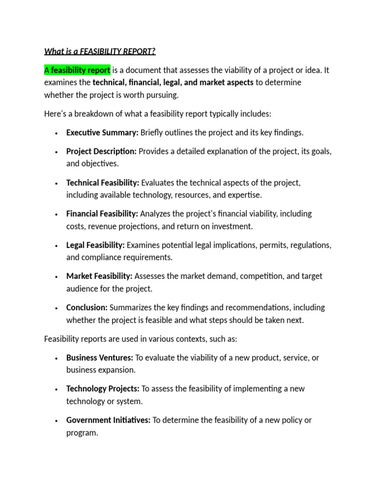 What Is A FEASIBILITY REPORT | PDF | Feasibility Study | Net Present Value