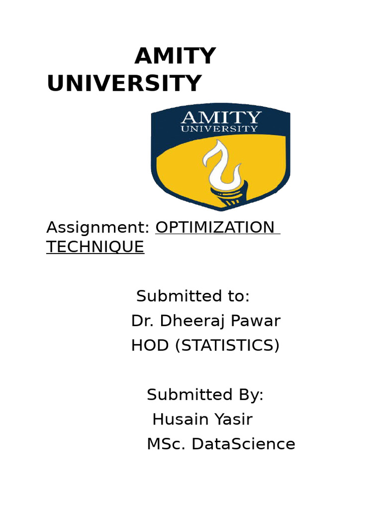 Data Science Optimization Assignment | PDF