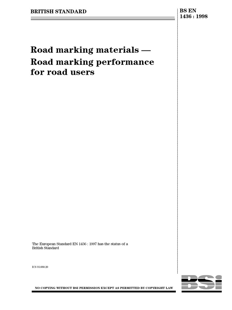 BS EN 1436 1998 Road Marking | PDF | Lighting | Headlamp