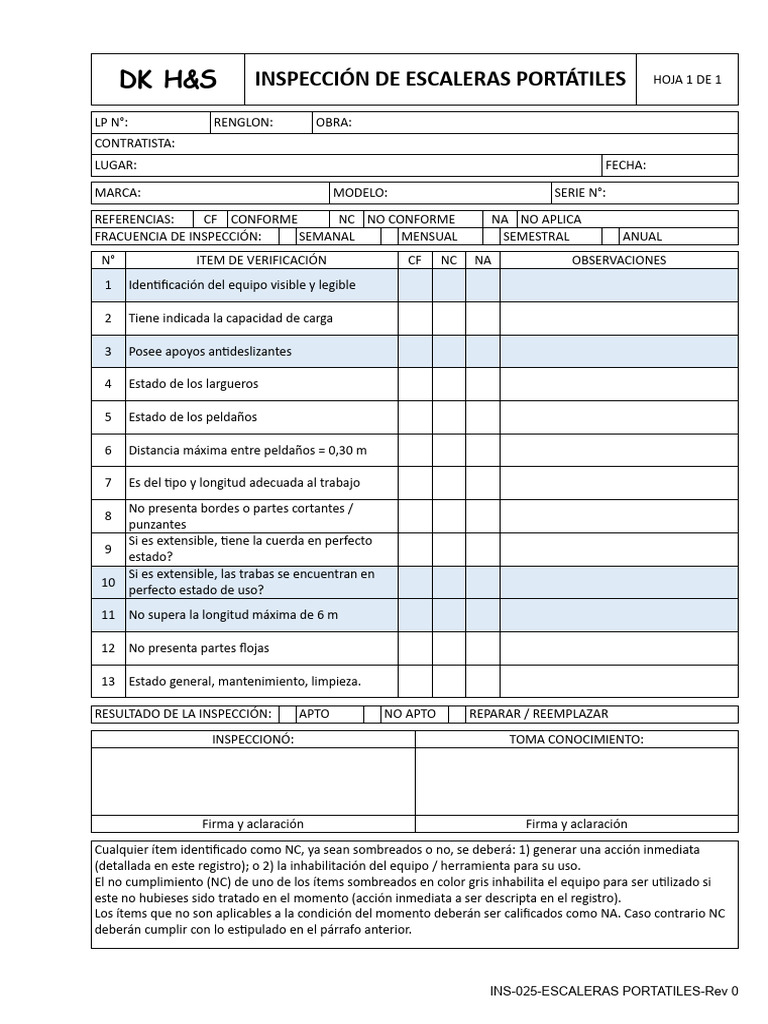 025 - Check - Escalera Portatil | PDF