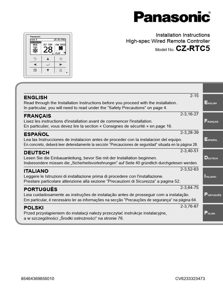 CZ-RTC5 - Installation Manual | PDF | Electrical Wiring | Electrical Engineering