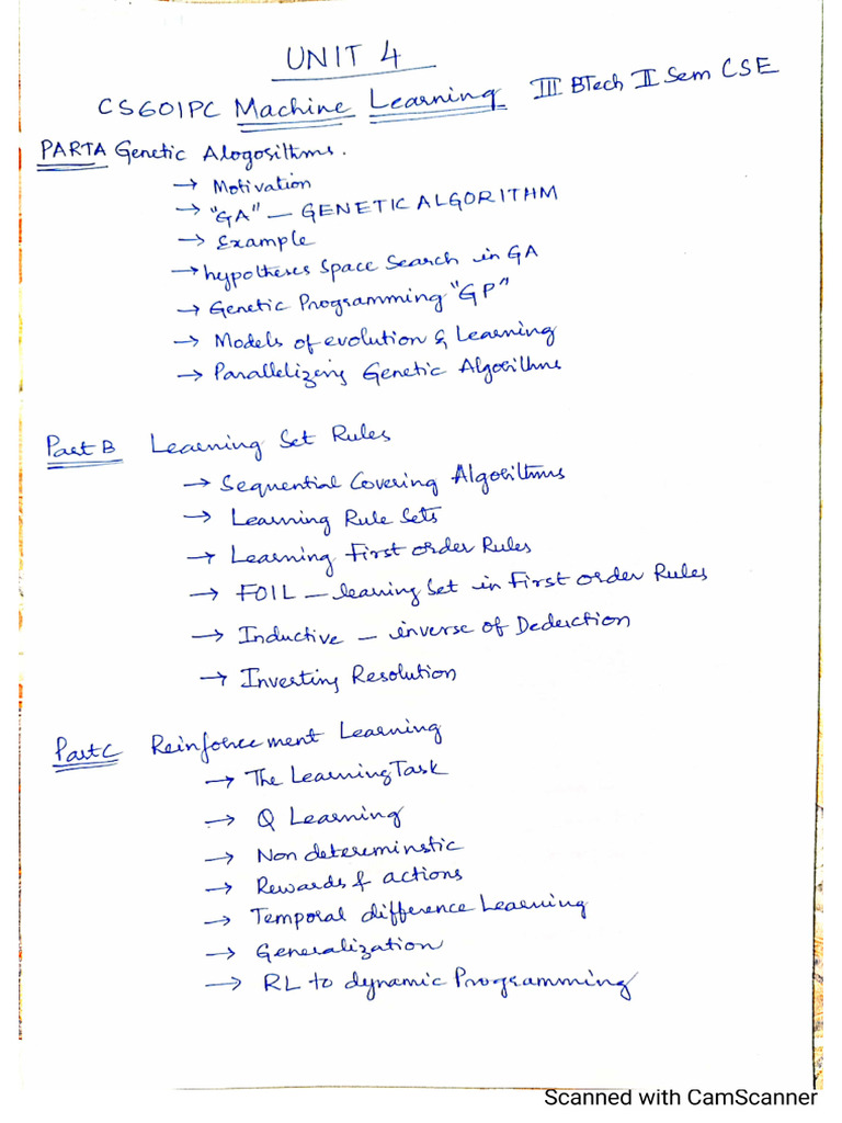 Unit Four ML Notes | PDF