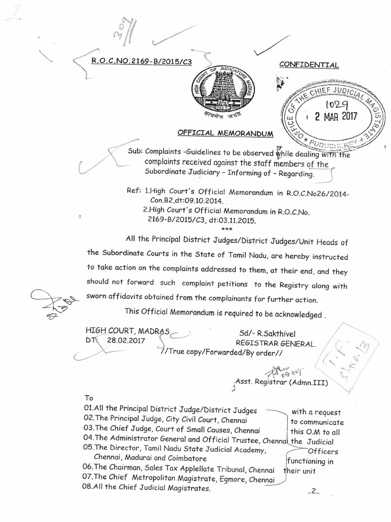 Complaint Against Staff of Sub Jud | PDF