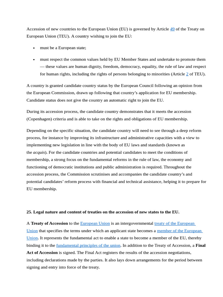 EU Accession Process for New Members | PDF | Enlargement Of The ...