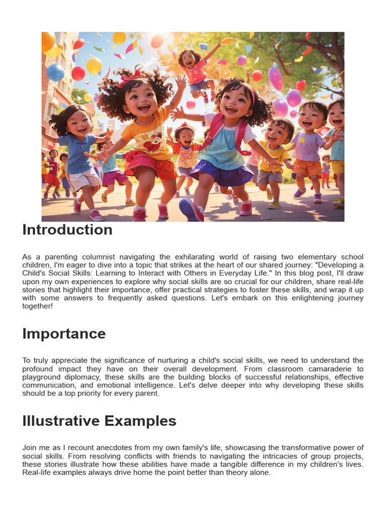 Developing A Child's Social Skills - Learning To Interact With Others ...